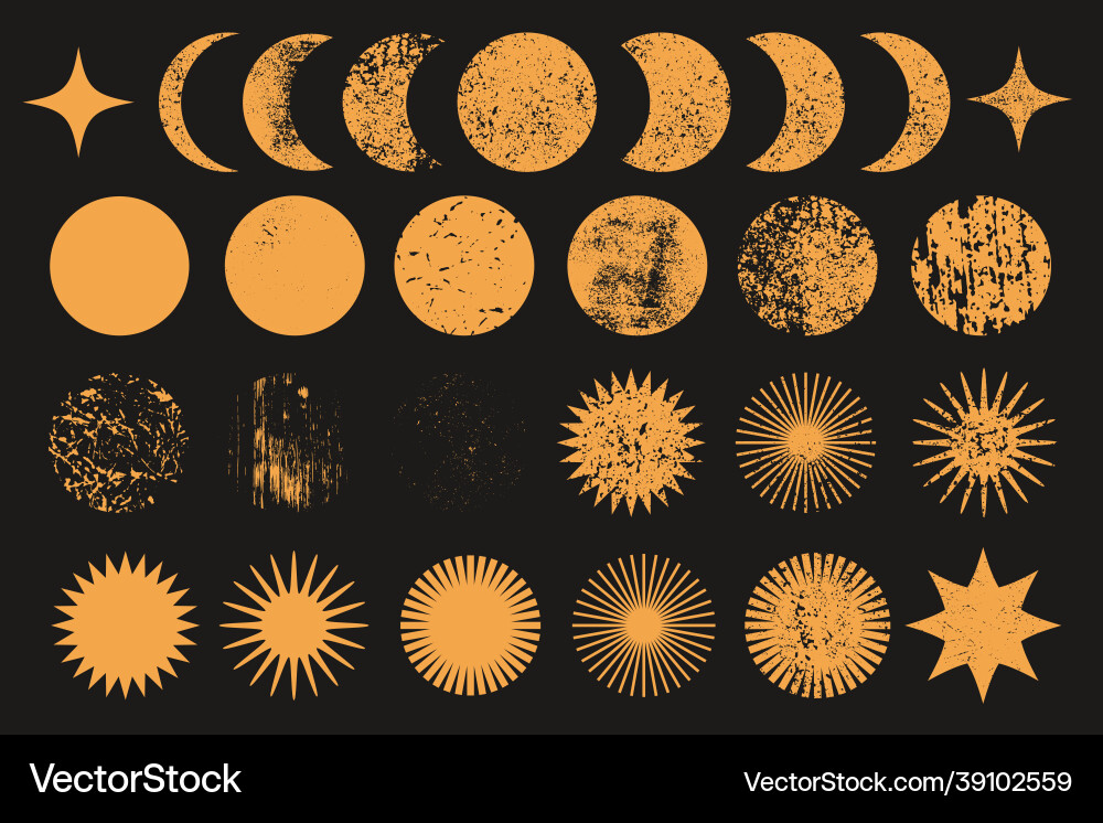 Moon phases sun planet star universe objects Vector Image