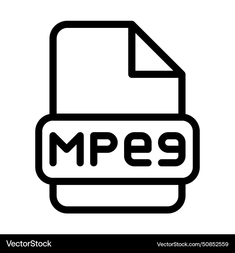 Mpeg file icon type files sign outline symbol Vector Image