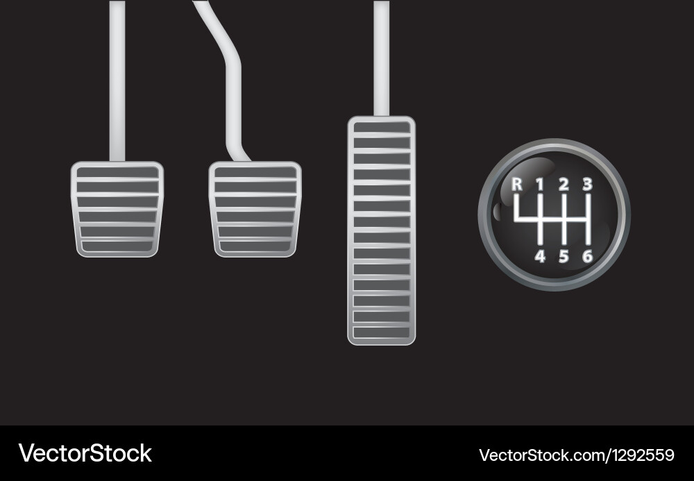 Pedals and gear knob Royalty Free Vector Image