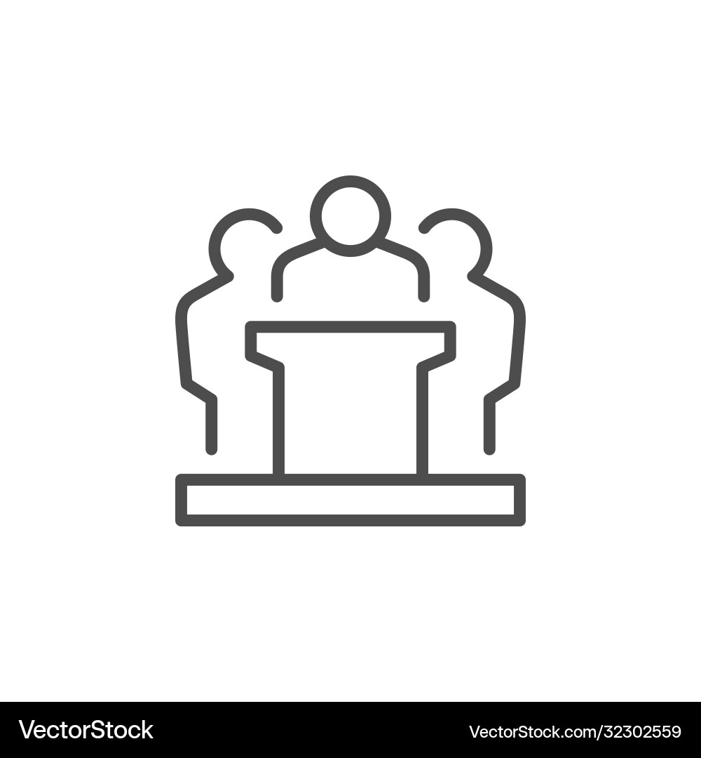 Public speaking line outline icon Royalty Free Vector Image