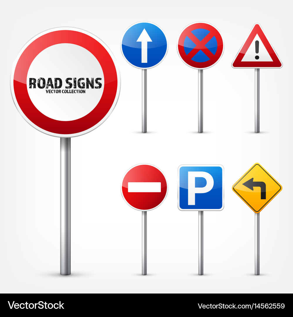 Road signs collection isolated on white background