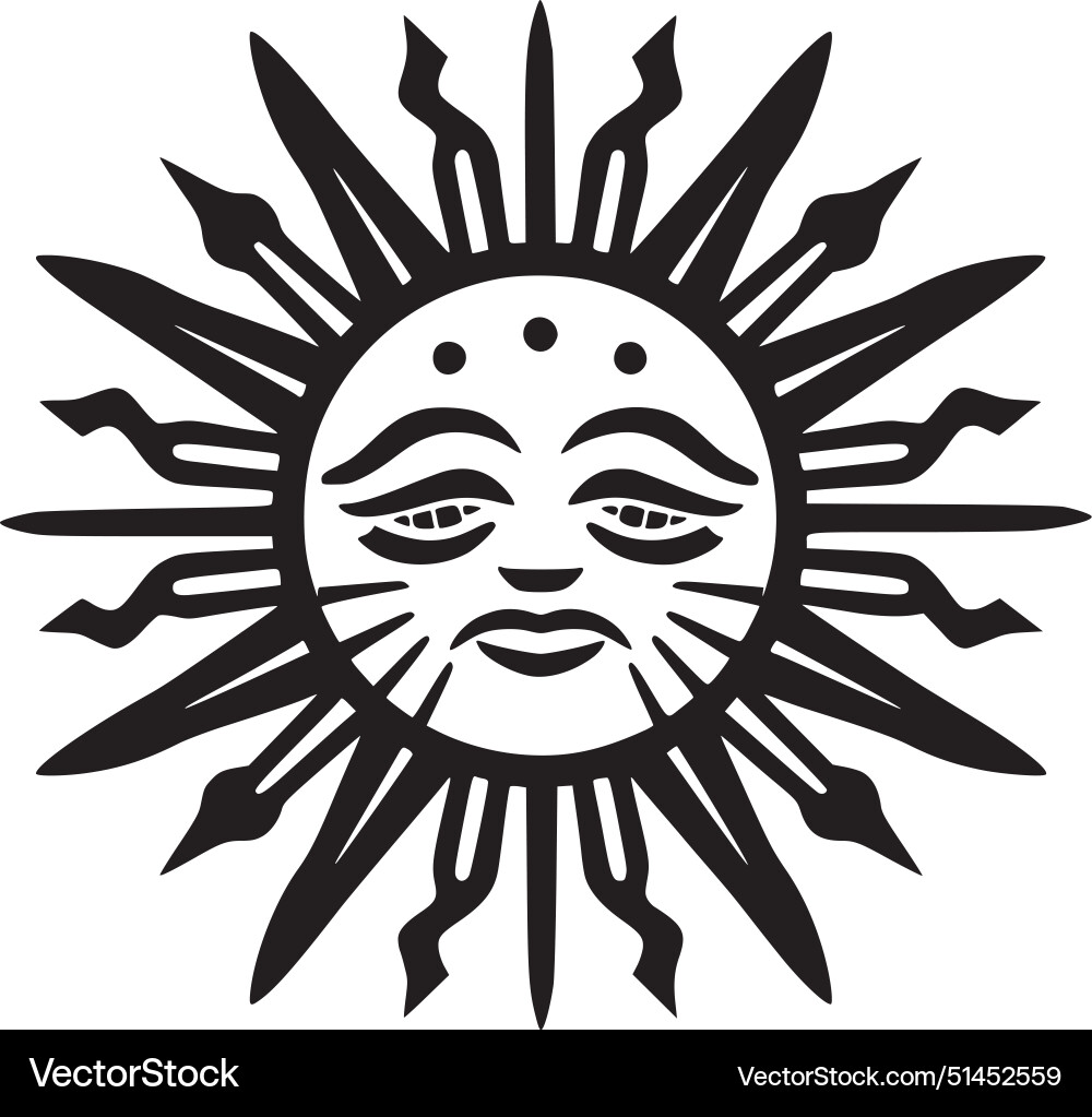 Sun - black and white Royalty Free Vector Image