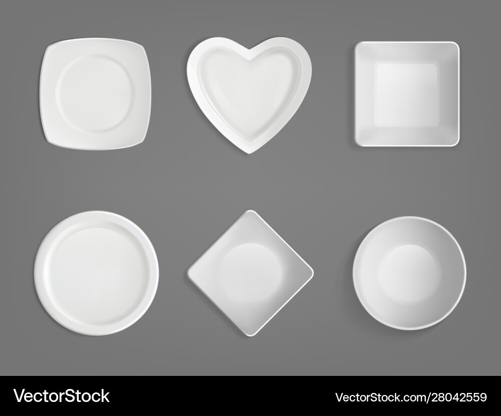 White Bowls - Top View Collection Royalty Free Vector Image