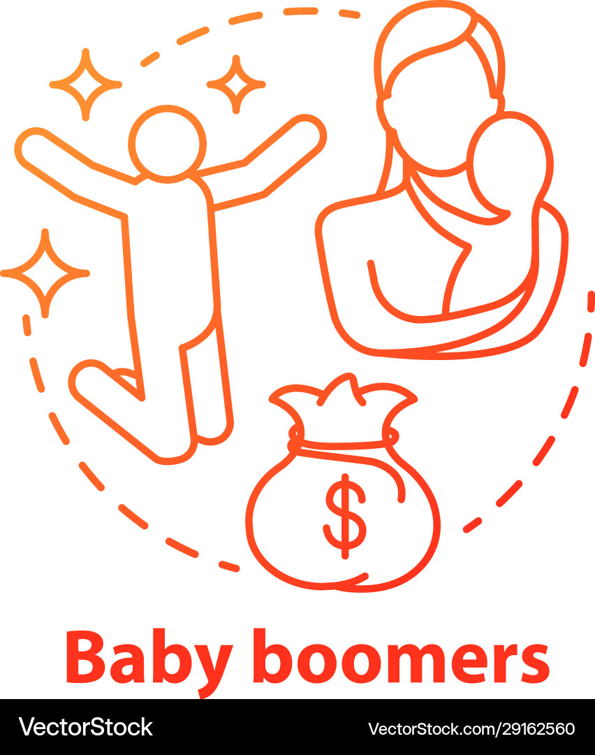 Baby boomers red concept icon generation idea Vector Image
