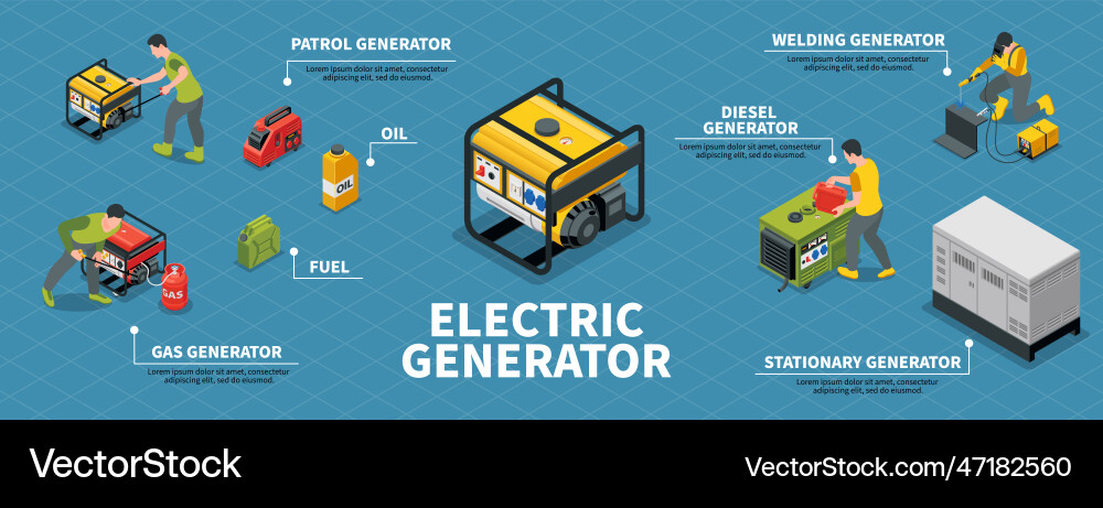 Electric generator infographic set Royalty Free Vector Image