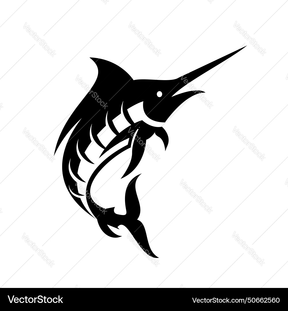 Marlin fish silhouette logo icon design Royalty Free Vector