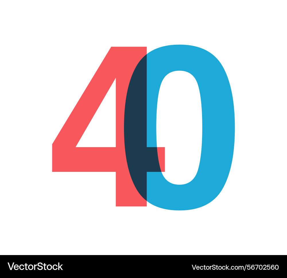Overlapping red and blue 40 digits Royalty Free Vector Image