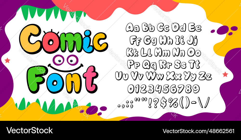 Comics bubble font cartoon type balloon alphabet Vector Image
