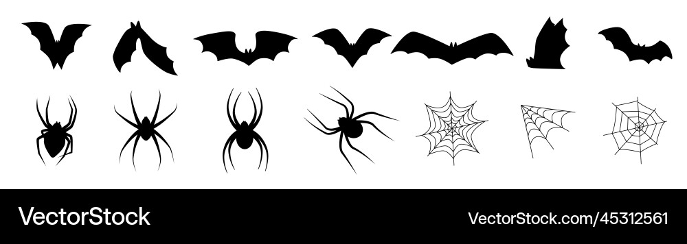Flying spider bat and cobweb cute halloween Vector Image
