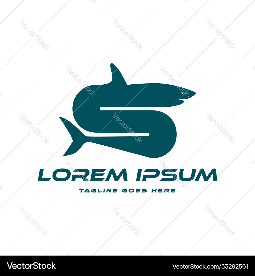 Initial letter s with ocean shark fish icon Vector Image