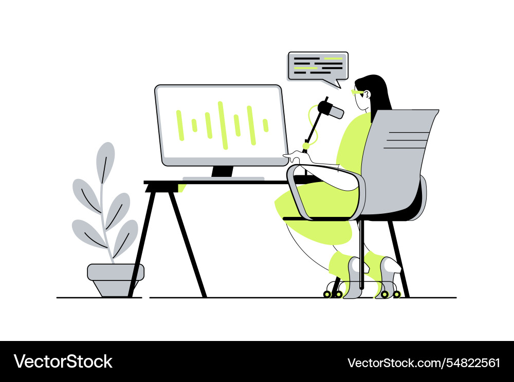 Podcast streaming web concept with flat cartoon Vector Image