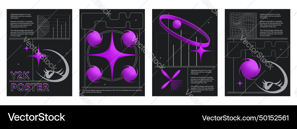 Retro futuristic style banners set Royalty Free Vector Image