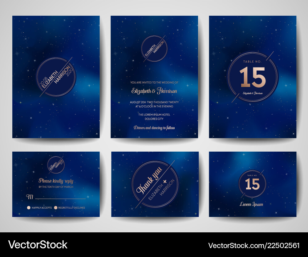 Starry night sky trendy wedding invitation card Vector Image