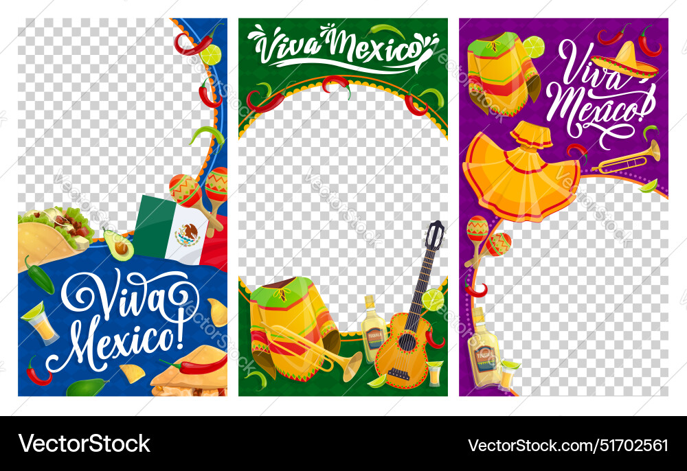 Viva mexico social media template banners Vector Image