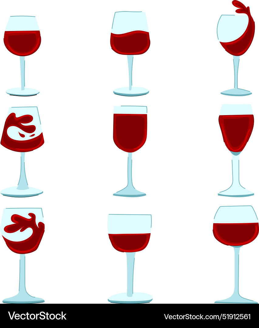 Wine glass set cartoon Royalty Free Vector Image
