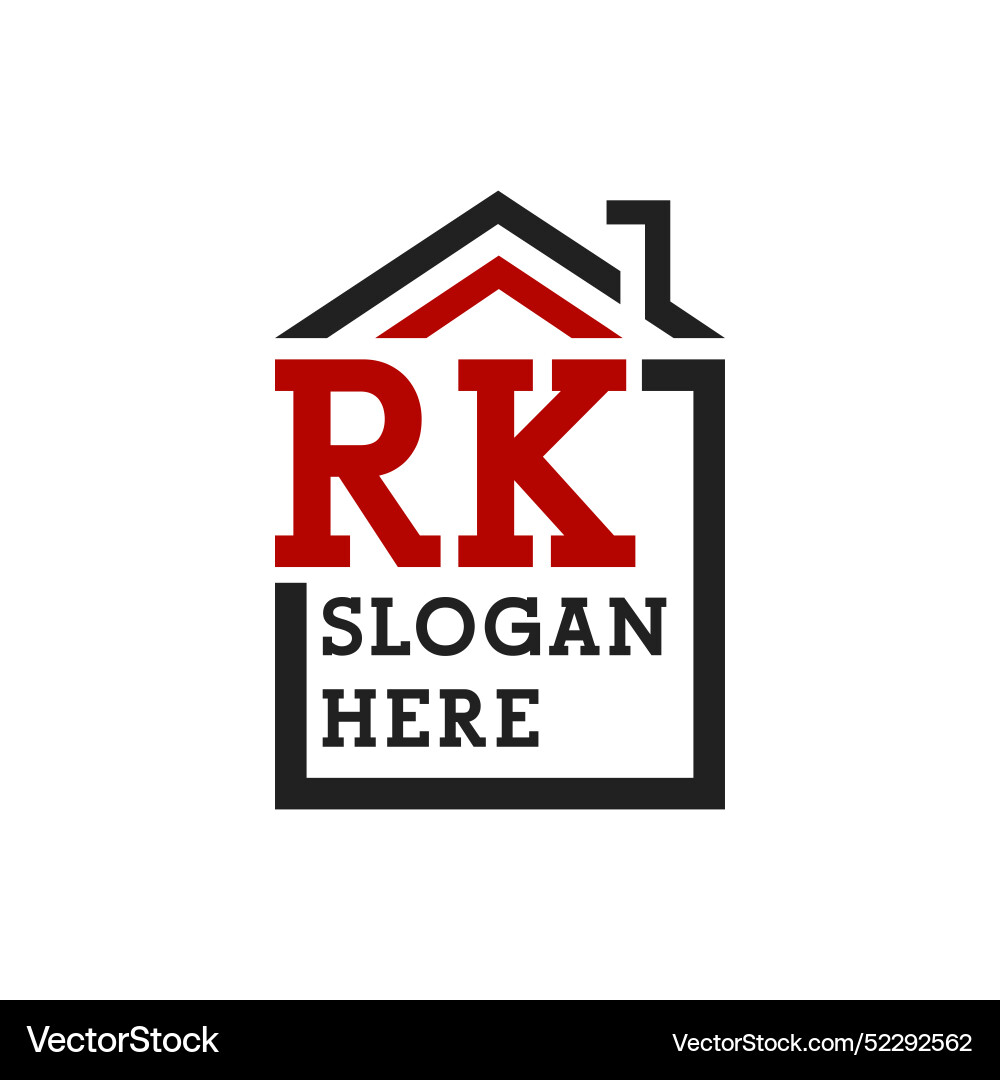Initial rk house logo for roofing letter real Vector Image