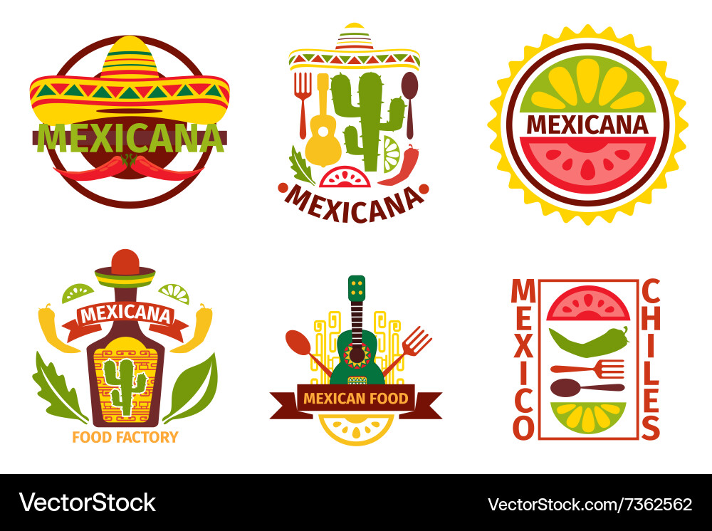 Mexican Food Badges & Labels Royalty Free Vector Image
