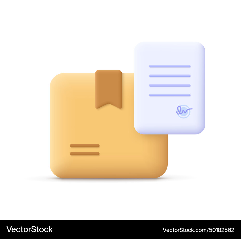 Package cardboard box with document delivery bill Vector Image