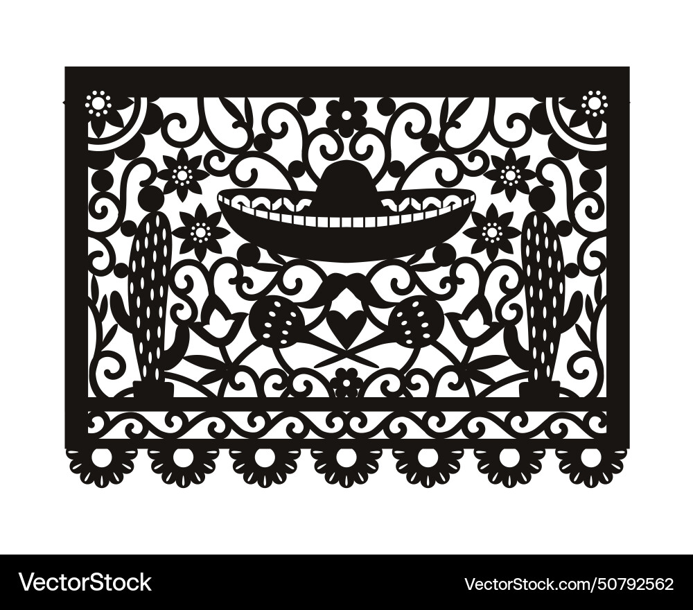 Papel picado templates paper mexican decorations Vector Image