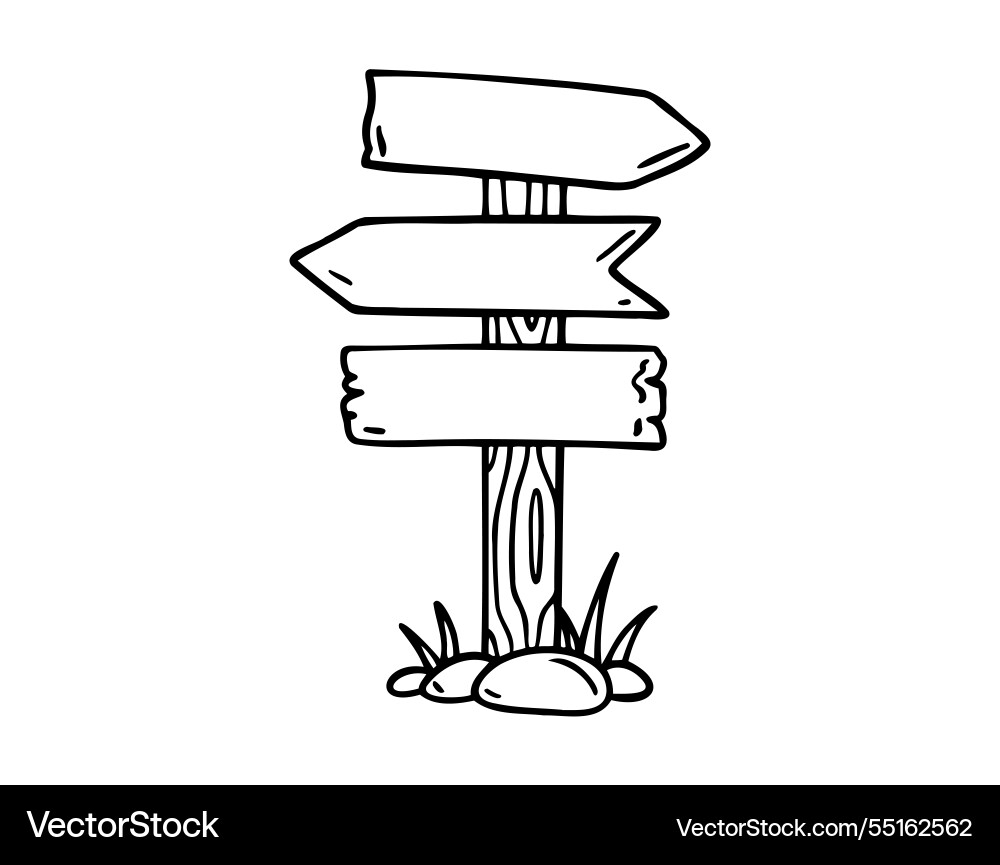 Road signpost doodle hand drawn icon outline Vector Image