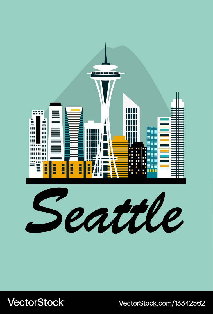 Seattle city travel background Royalty Free Vector Image