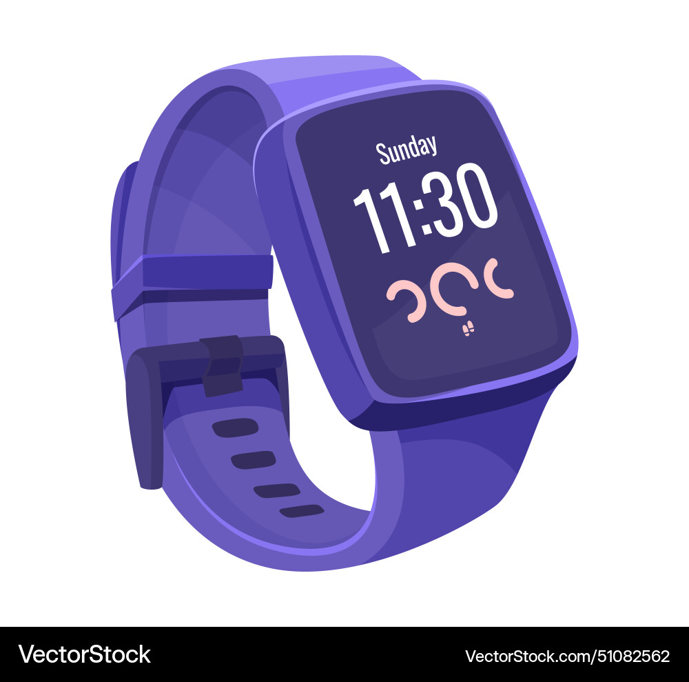 Smartwatch showing time and footsteps Royalty Free Vector