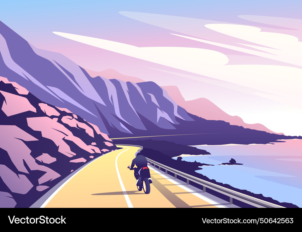 A motorcyclist riding along Royalty Free Vector Image
