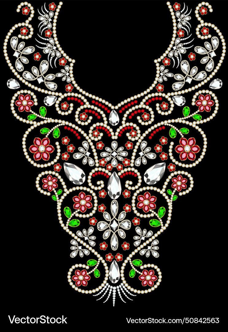 Collar neck decoration with rhinestones Royalty Free Vector