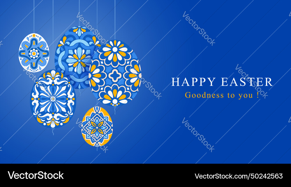 Easter banner template with painted eggs Vector Image