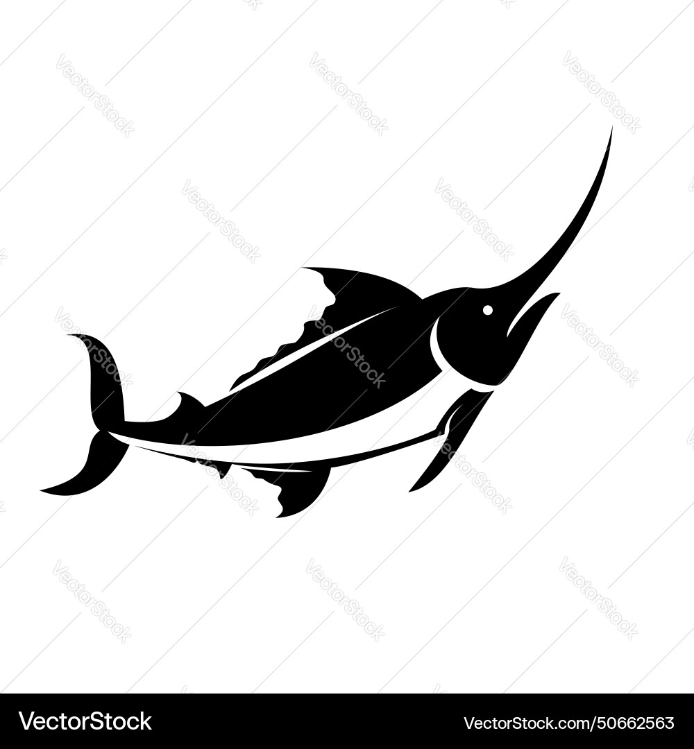 Marlin fish silhouette logo icon design Royalty Free Vector