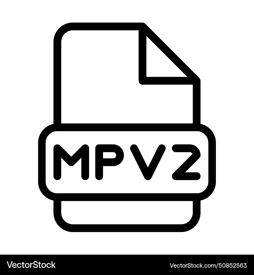 Mpv2 file icon type files sign outline symbol Vector Image