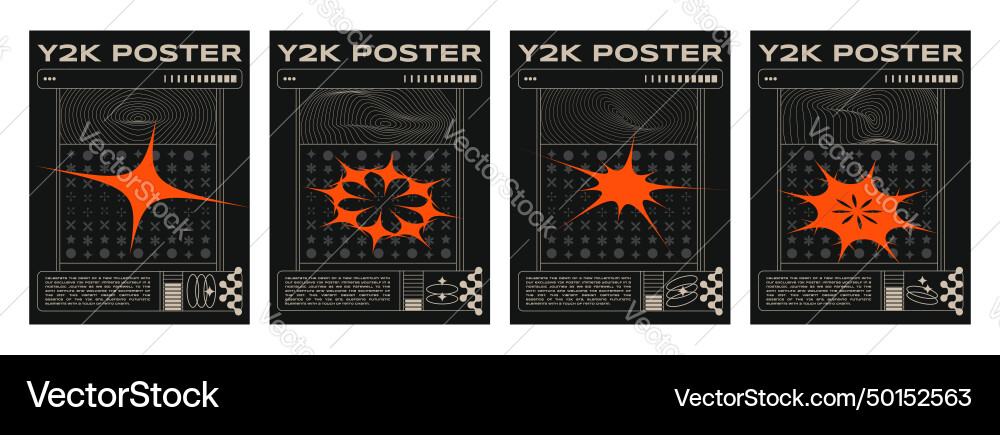Poster template in modern y2k design style Vector Image
