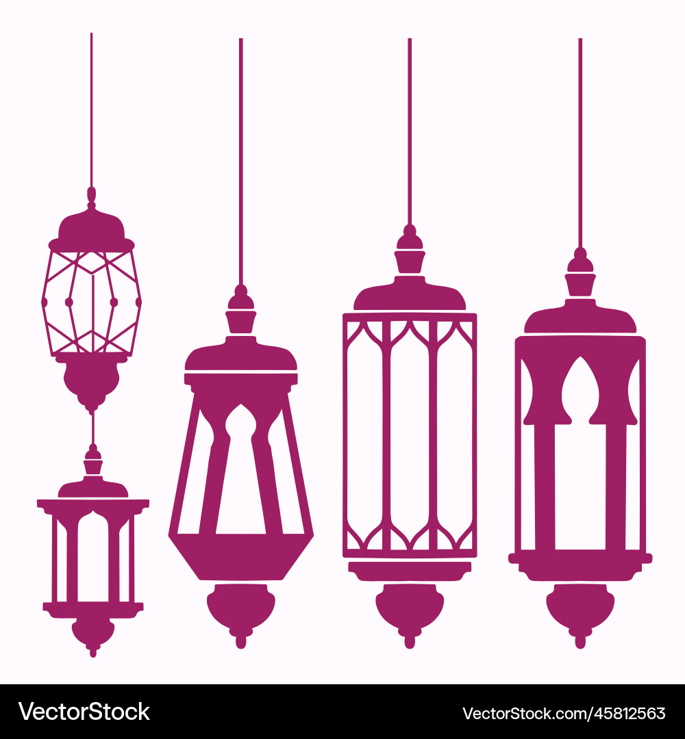 Purple islamic chandelier collection Royalty Free Vector