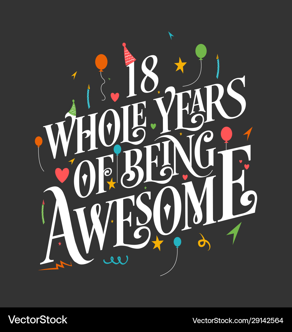 18th Birthday & Anniversary Celebration Vector Image