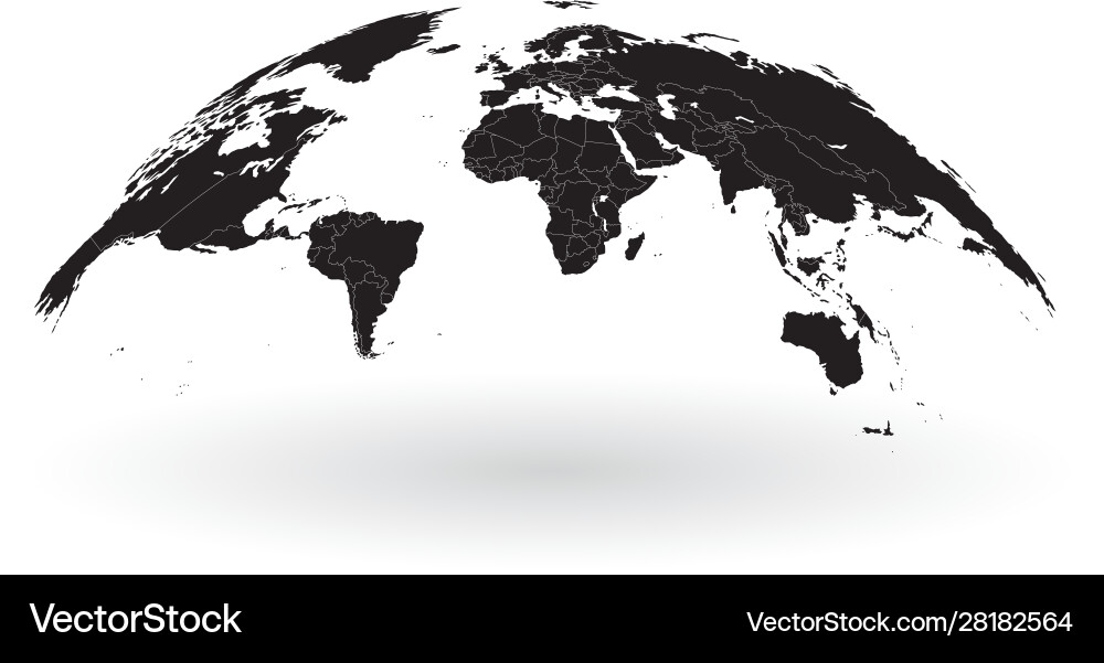 Black world map globe isolated on white background