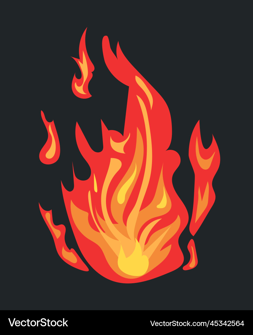Burning fire effect with flame sparks for bonfire Vector Image
