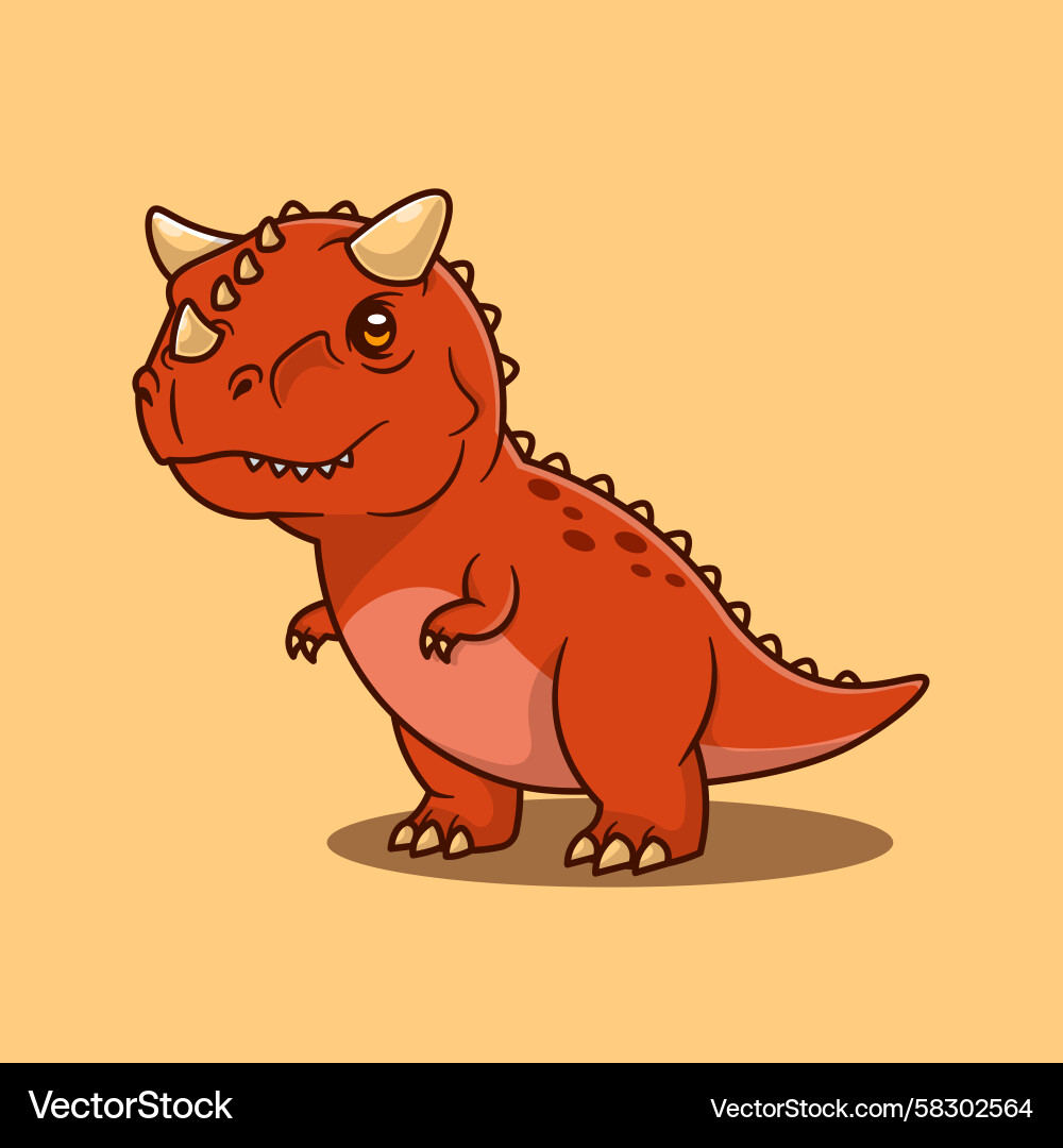 Cute Cartoon Carnotaurus Dinosaur – Royalty-Free Vector | VectorStock