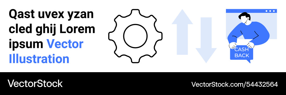 Digital integration symbol with gear and cashback Vector Image