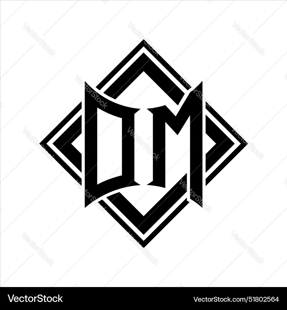 Dm letter logo with abstract shield shape Vector Image