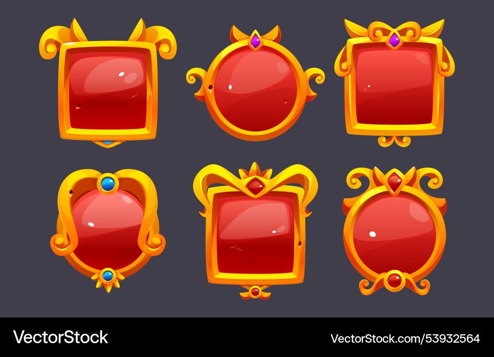 Golden fantasy medieval frame for game ui Vector Image