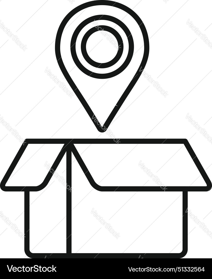Location pin on cardboard box icon Royalty Free Vector Image