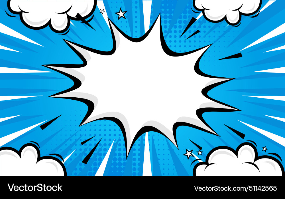 Blue comic cartoon background with stars template Vector Image