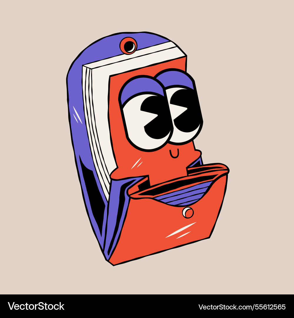 Doodle cute character wallet sticker Royalty Free Vector