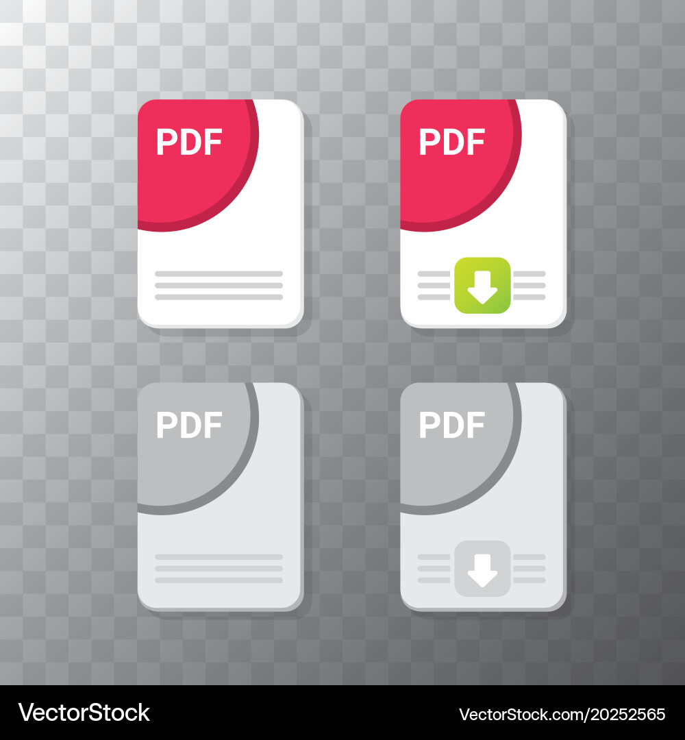 Flat pdf file icon and download Royalty Free Vector Image