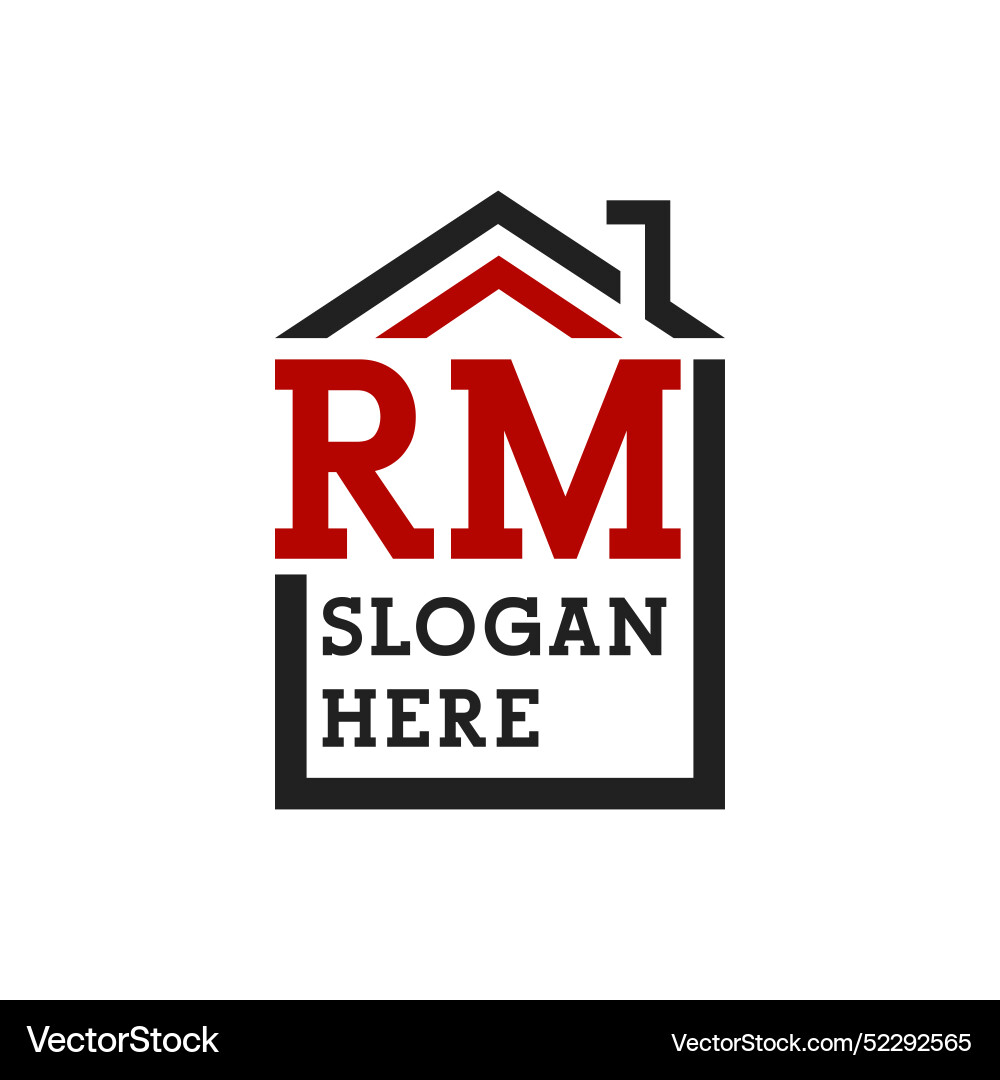 Initial rm house logo for roofing letter real Vector Image