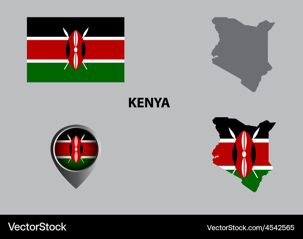 Map of kenya and symbol Royalty Free Vector Image