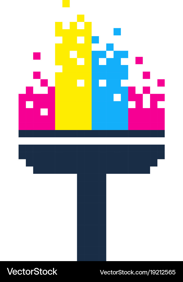 Pixel paint roller brush art cartoon retro Vector Image