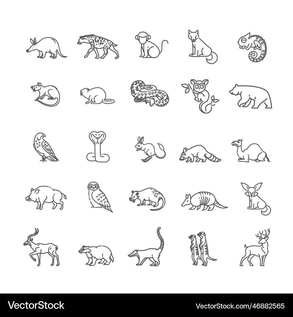 Wildlife Icons - Forest & Desert Animals Vector Image