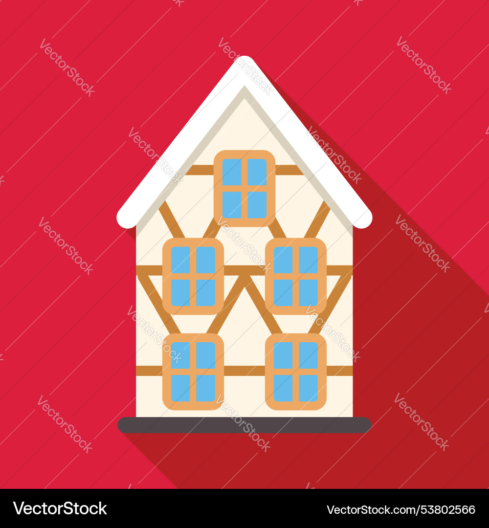 Cute gingerbread house with white icing and blue Vector Image