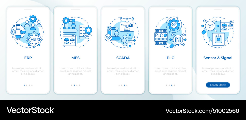 Factory organization systems blue onboarding Vector Image
